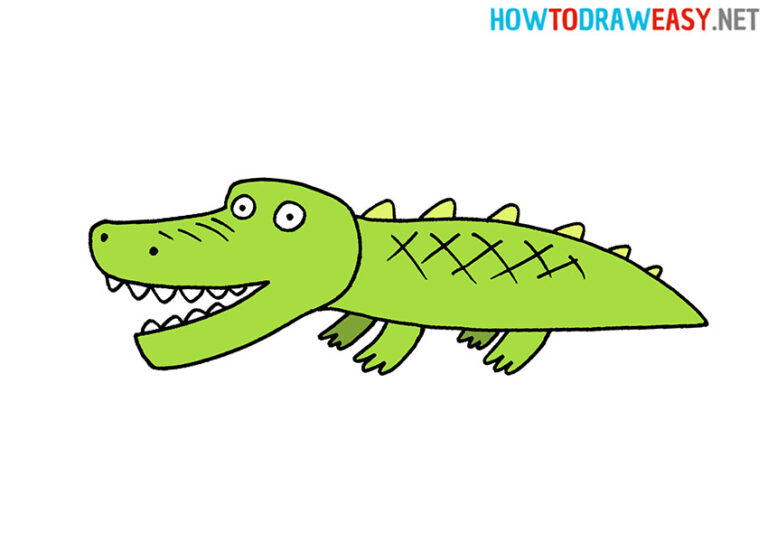 How to Draw a Crocodile for Kids - How to Draw Easy