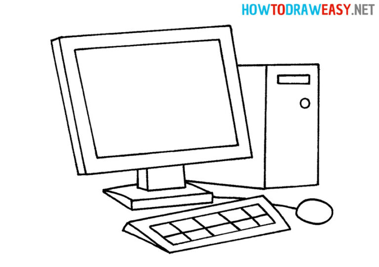 How to Draw a Computer for Kids - How to Draw Easy