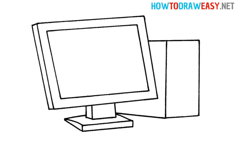 How to Draw a Computer for Kids - How to Draw Easy