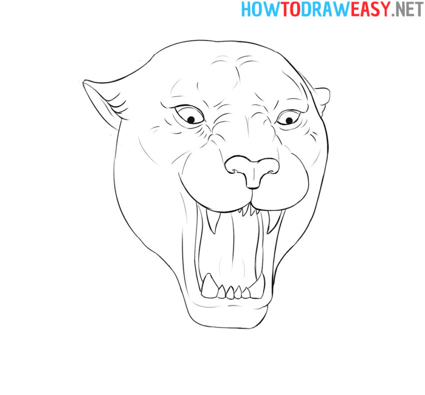 How to Draw a Panther Face - How to Draw Easy
