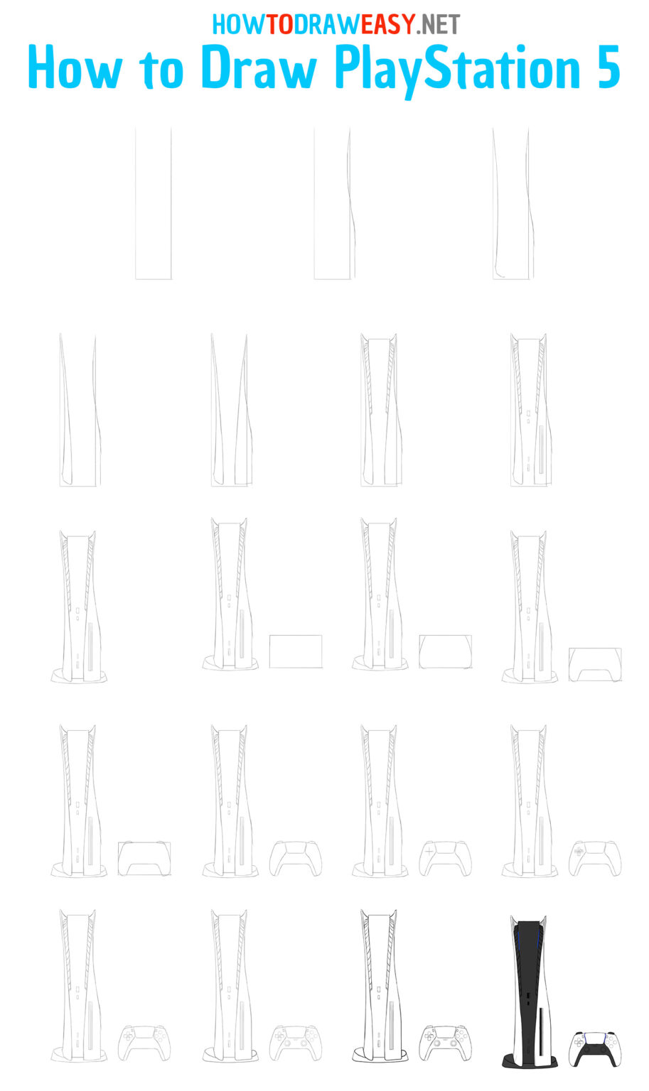 How to Draw a PlayStation 5 - How to Draw Easy