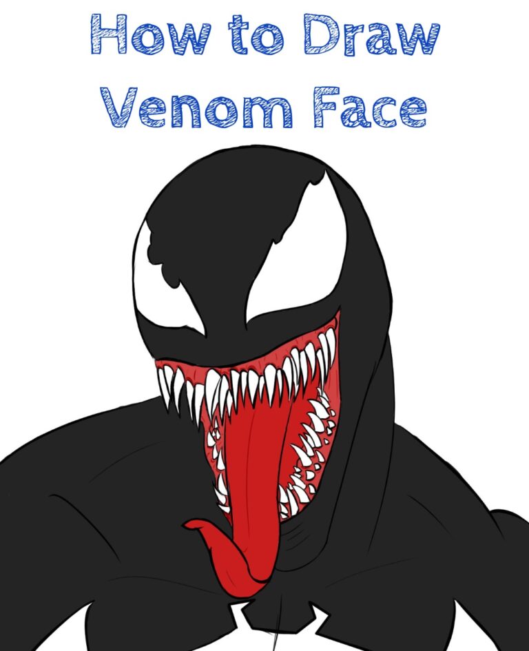 How to Draw Venom Face - How to Draw Easy