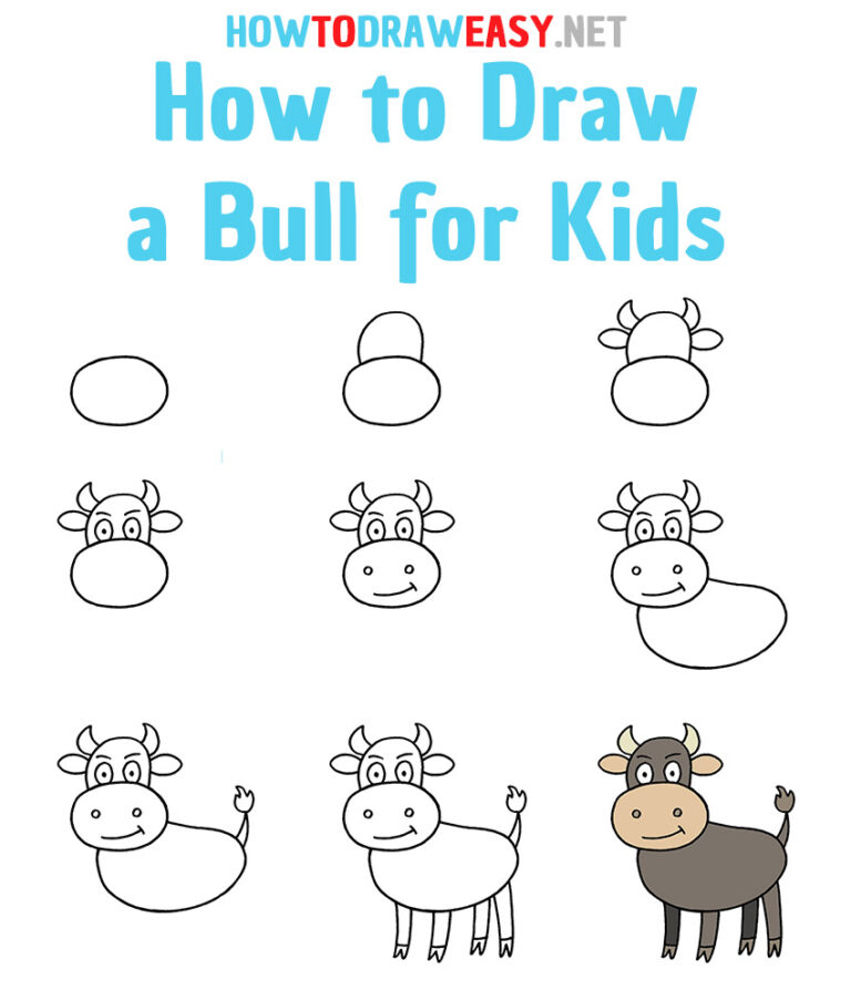 How to Draw a Bull for Kids - How to Draw Easy