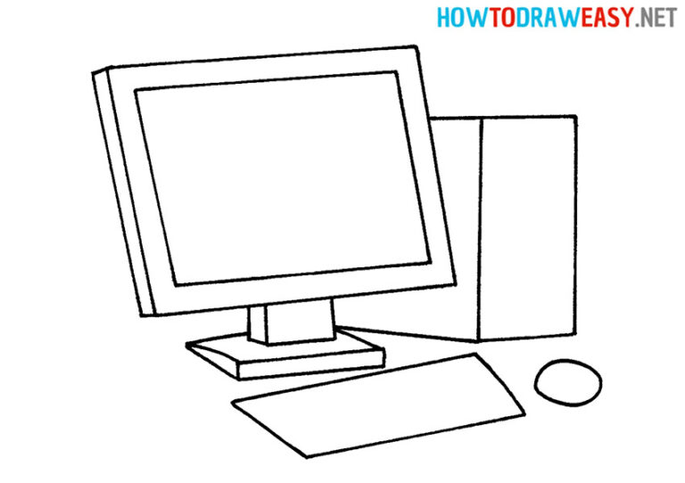 How to Draw a Computer for Kids - How to Draw Easy