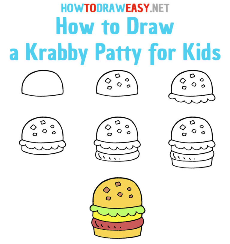 How to Draw a Krabby Patty for Kids - How to Draw Easy