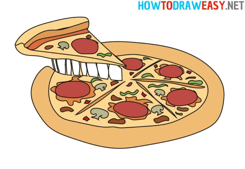 How to Draw a Pizza Easy - How to Draw Easy