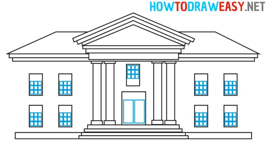 How to Draw a School - How to Draw Easy