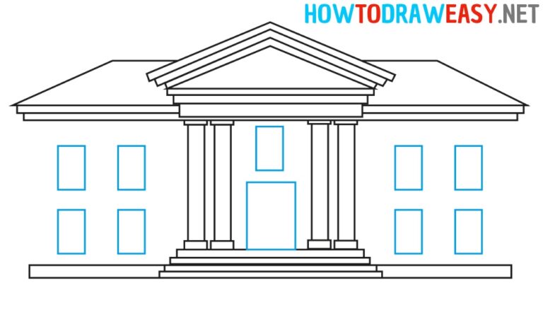 How to Draw a School - How to Draw Easy