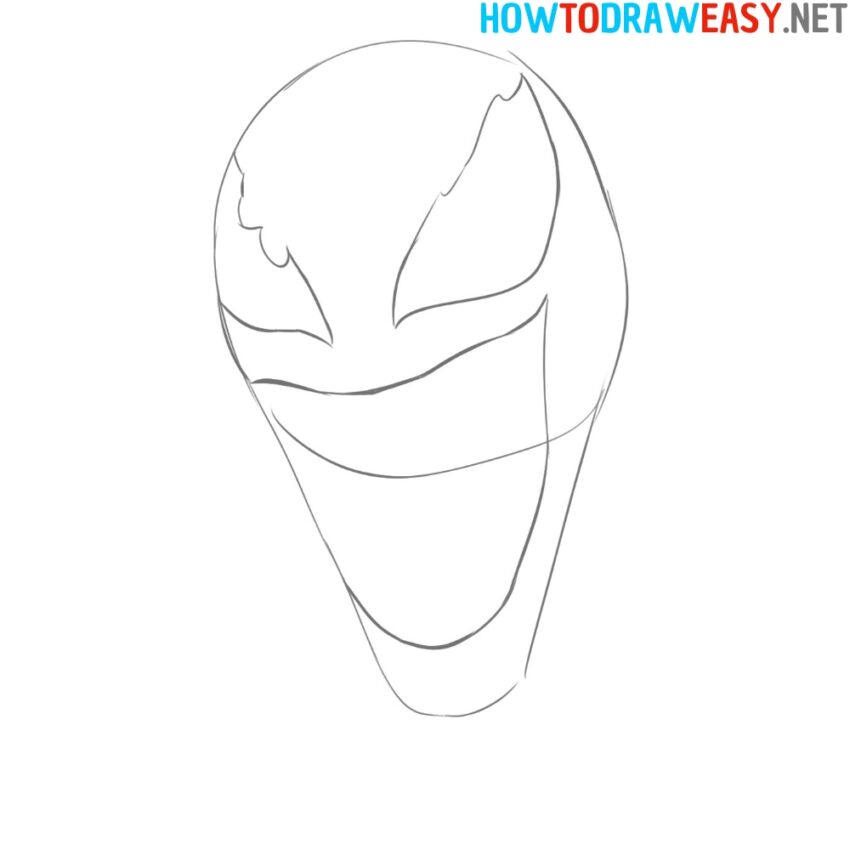 How to Draw Venom Face - How to Draw Easy