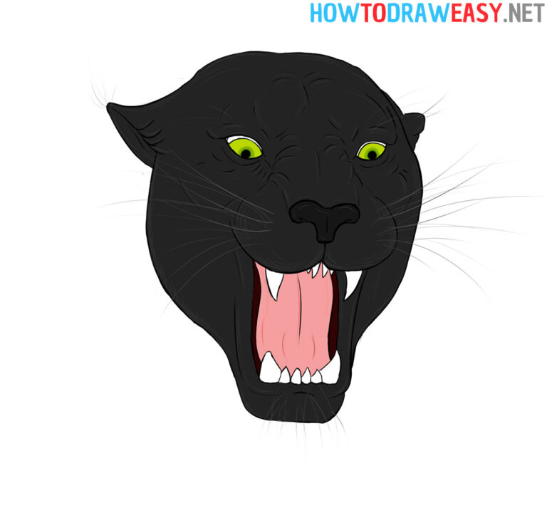 How to Draw a Panther Face - How to Draw Easy