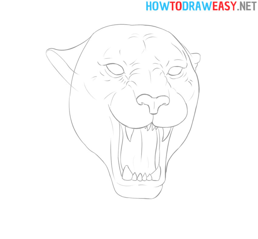 How to Draw a Panther Face - How to Draw Easy