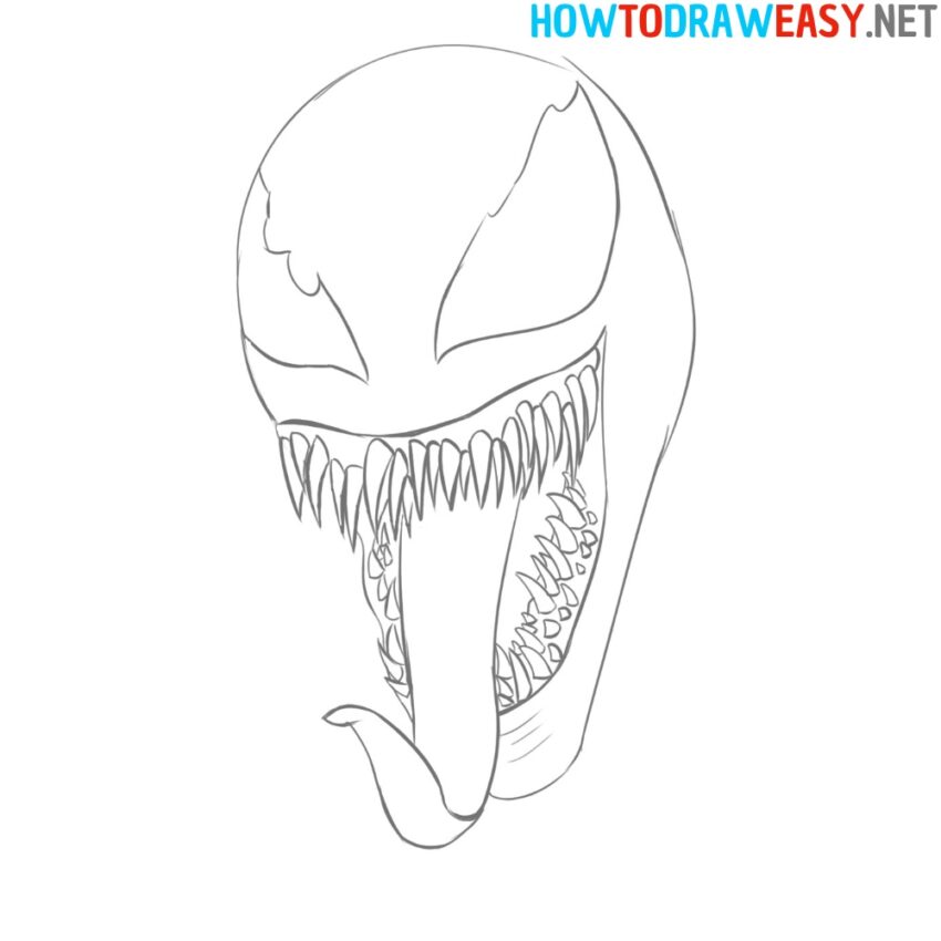 How to Draw Venom Face - How to Draw Easy
