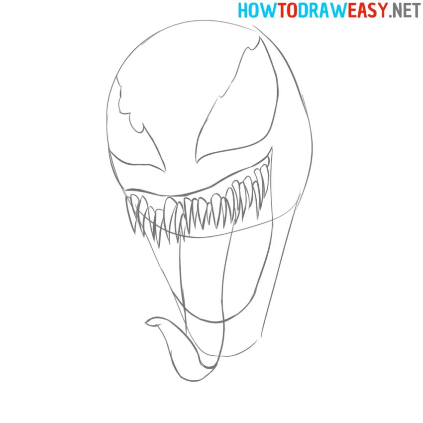 How to Draw Venom Face - How to Draw Easy