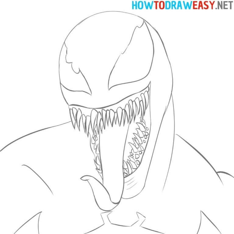 How to Draw Venom Face - How to Draw Easy
