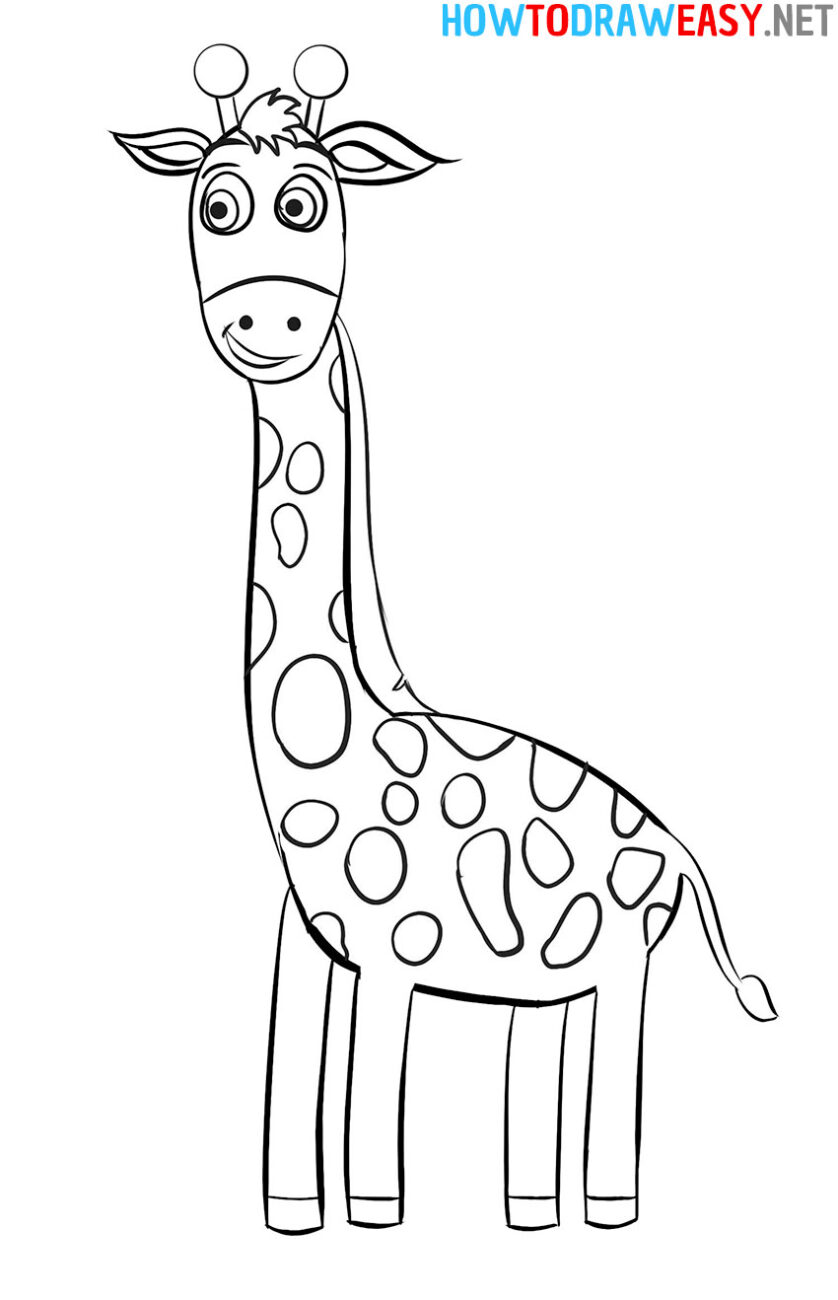 How to Draw a Cartoon Giraffe - How to Draw Easy