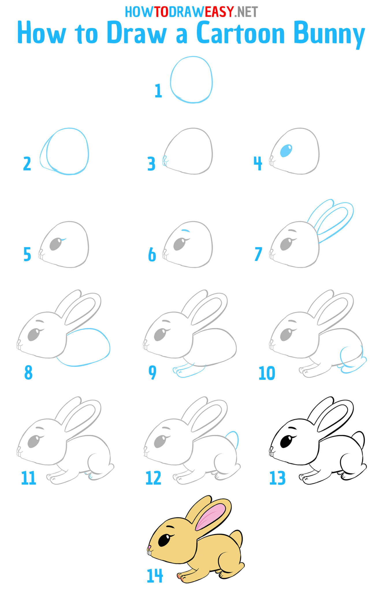 How to Draw a Cartoon Bunny - How to Draw Easy
