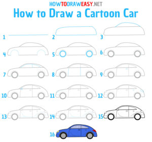 How to Draw a Cartoon Car - How to Draw Easy