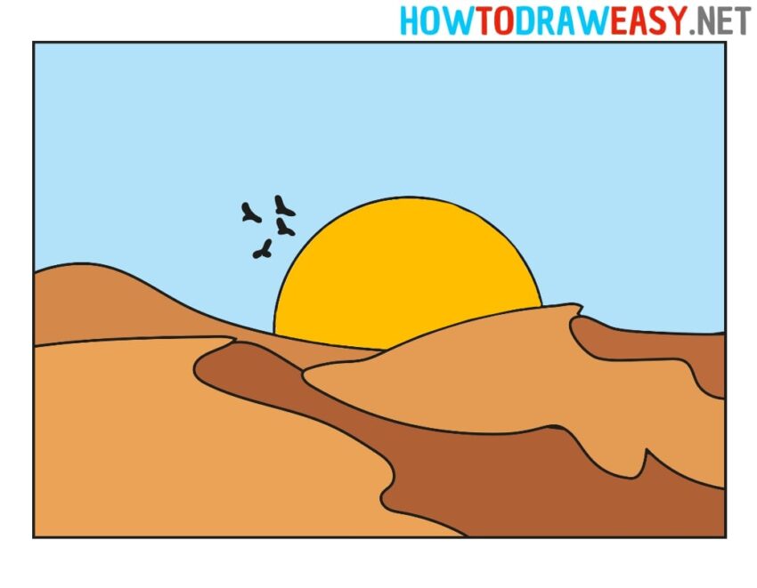 How to Draw a Desert Landscape - How to Draw Easy