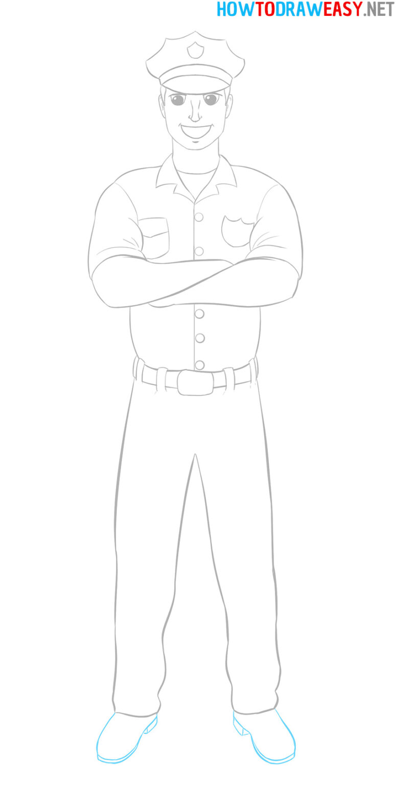 How to Draw a Police Officer Easy - How to Draw Easy