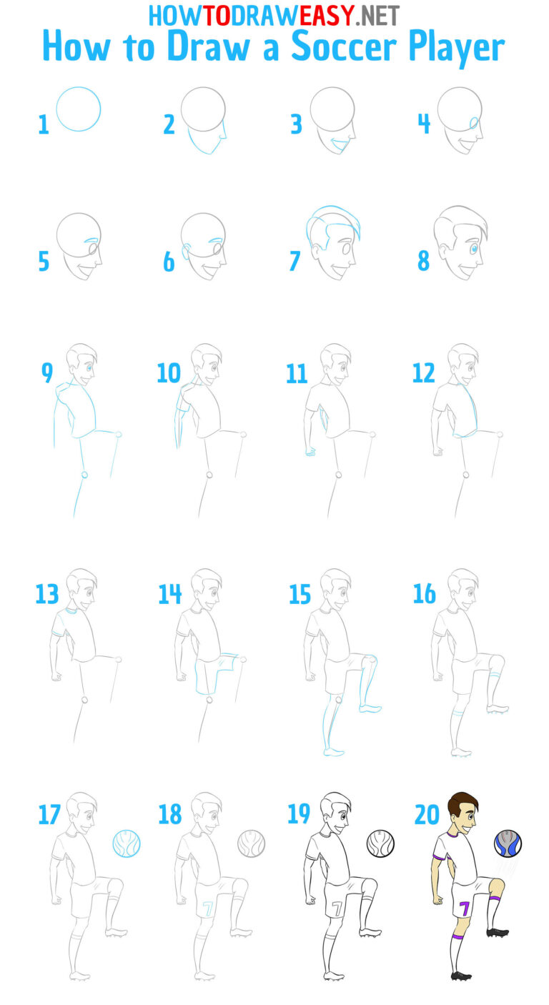 How to Draw a Soccer Player Easy - How to Draw Easy