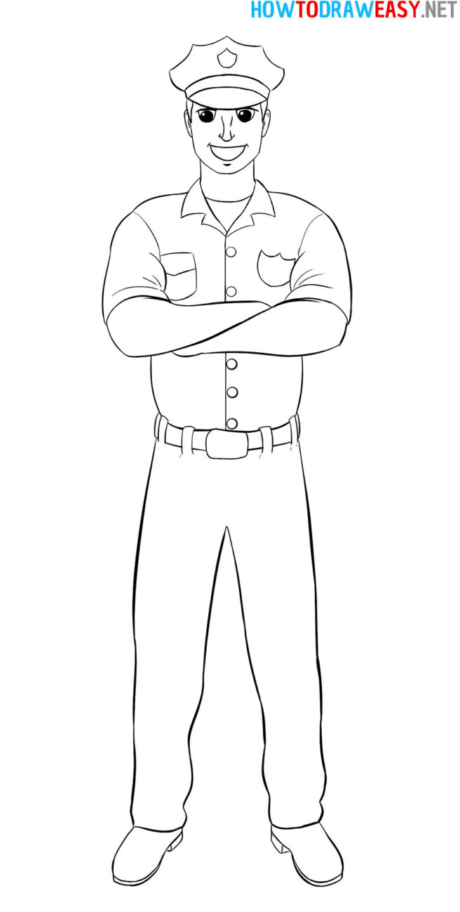 How to Draw a Police Officer Easy - How to Draw Easy