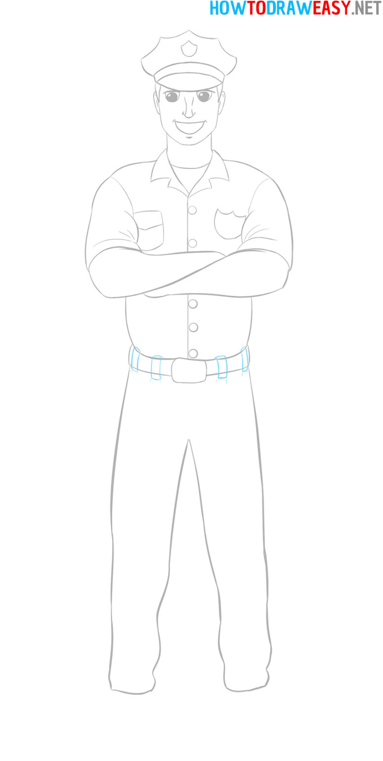 How to Draw a Police Officer Easy - How to Draw Easy