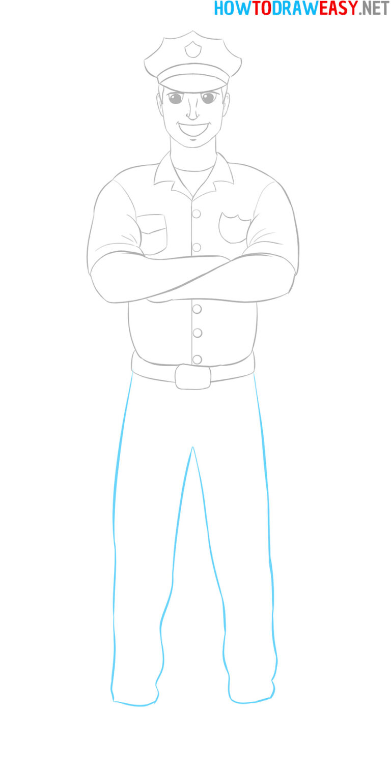 How to Draw a Police Officer Easy - How to Draw Easy