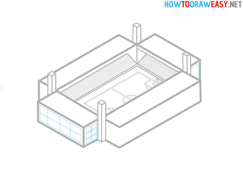 How to Draw a Soccer Stadium - How to Draw Easy