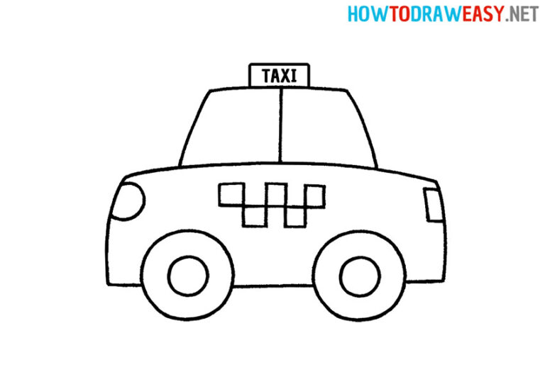 How to Draw a Taxi Car for Kids - How to Draw Easy