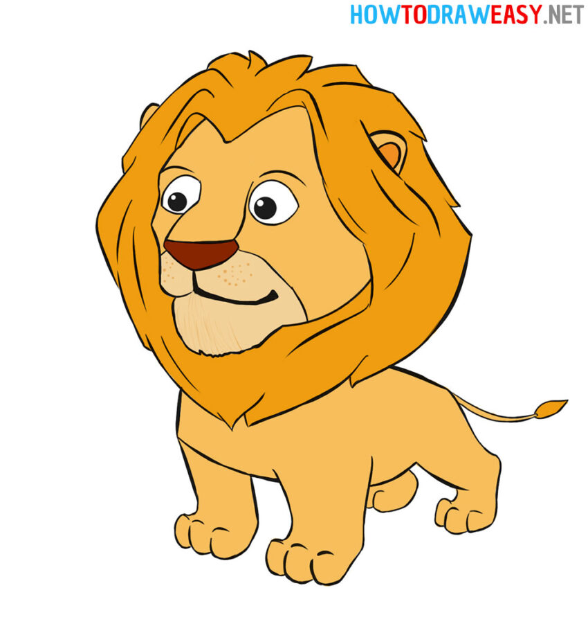 How to Draw a Cartoon Lion - How to Draw Easy