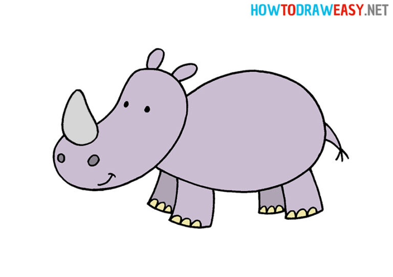 How to Draw a Rhino for Kids - How to Draw Easy