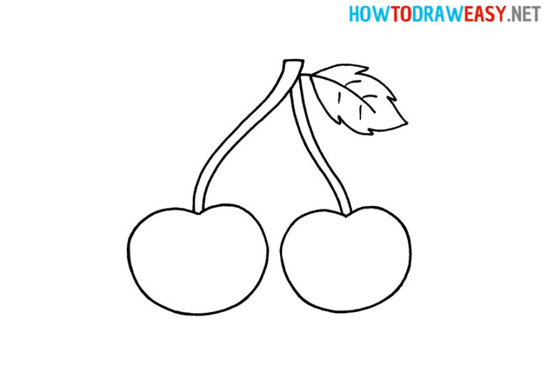 How to Draw a Cherry for Kids - How to Draw Easy