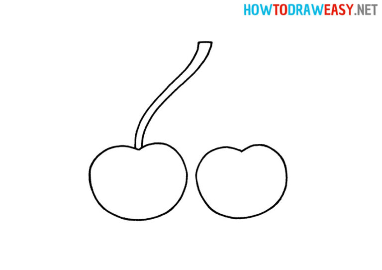 How to Draw a Cherry for Kids - How to Draw Easy