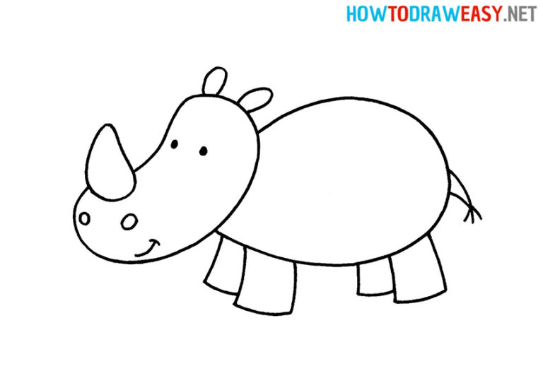 How to Draw a Rhino for Kids - How to Draw Easy