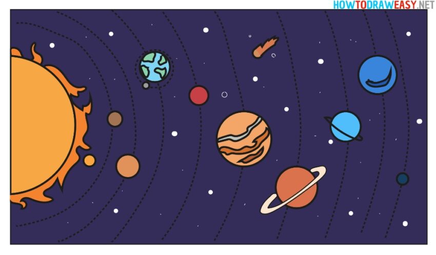 How to Draw the Solar System Easy - How to Draw Easy