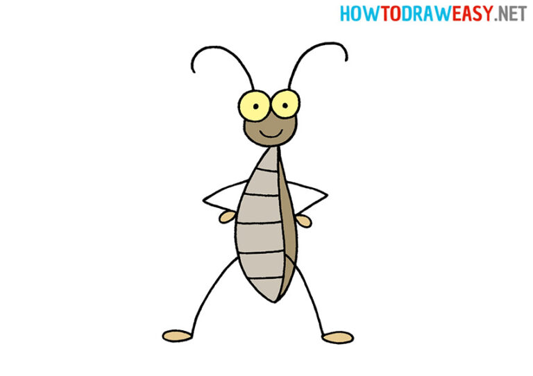 How to Draw a Cockroach for Kids - How to Draw Easy