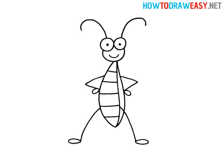 How to Draw a Cockroach for Kids - How to Draw Easy
