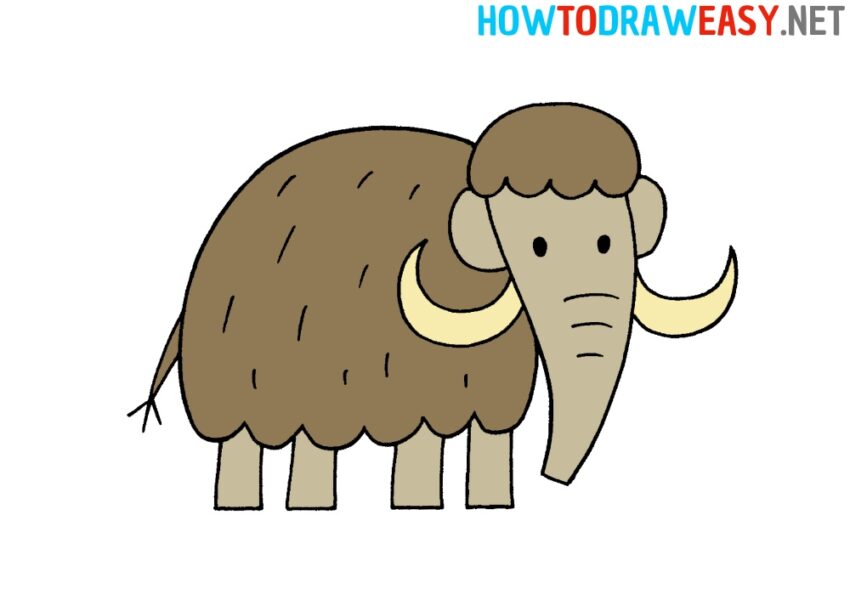How to Draw a Mammoth for Kids - How to Draw Easy