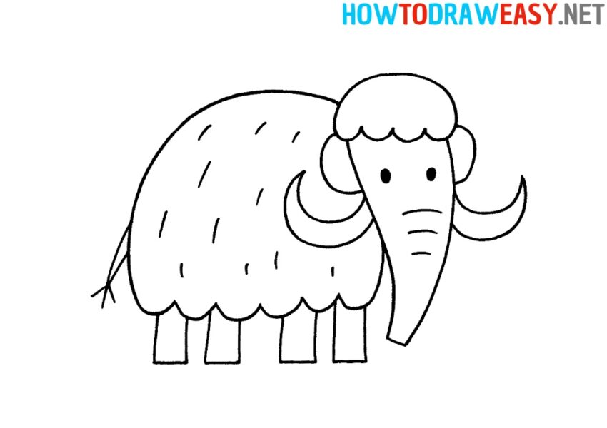 How to Draw a Mammoth for Kids - How to Draw Easy