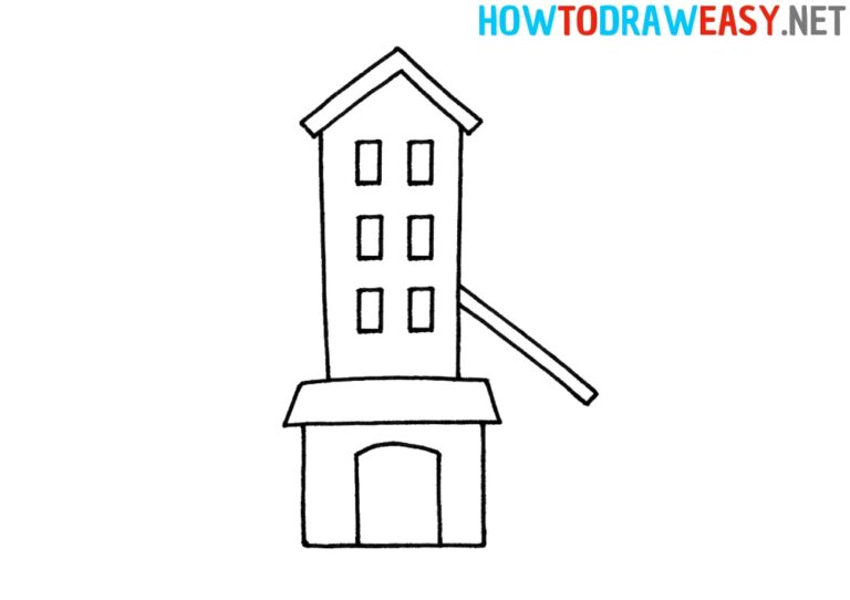 How to Draw an Easy Building for Kids - How to Draw Easy