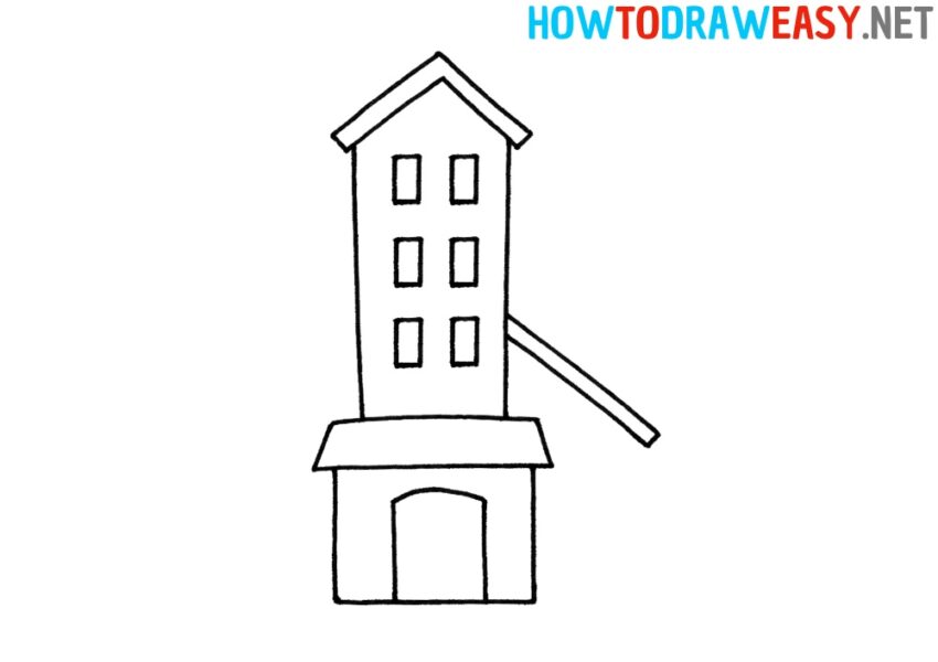 How to Draw an Easy Building for Kids - How to Draw Easy