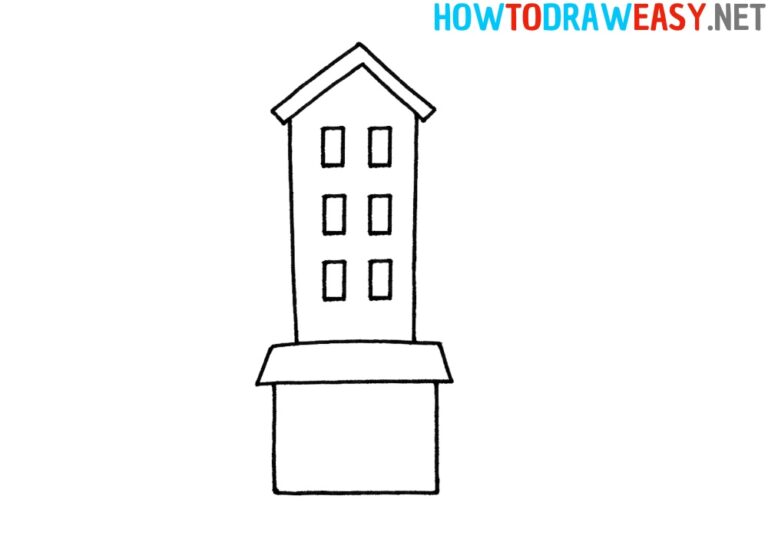 How to Draw an Easy Building for Kids - How to Draw Easy