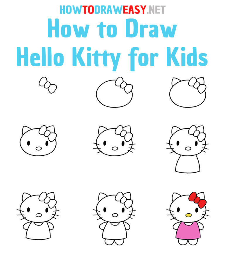 How to Draw Hello Kitty for Kids - How to Draw Easy