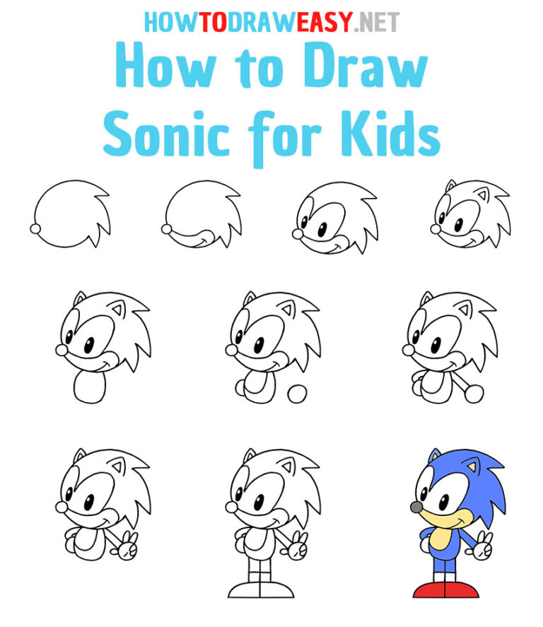 How To Draw Sonic For Kids How To Draw Easy How To Draw Sonic For Kids How To Draw Easy