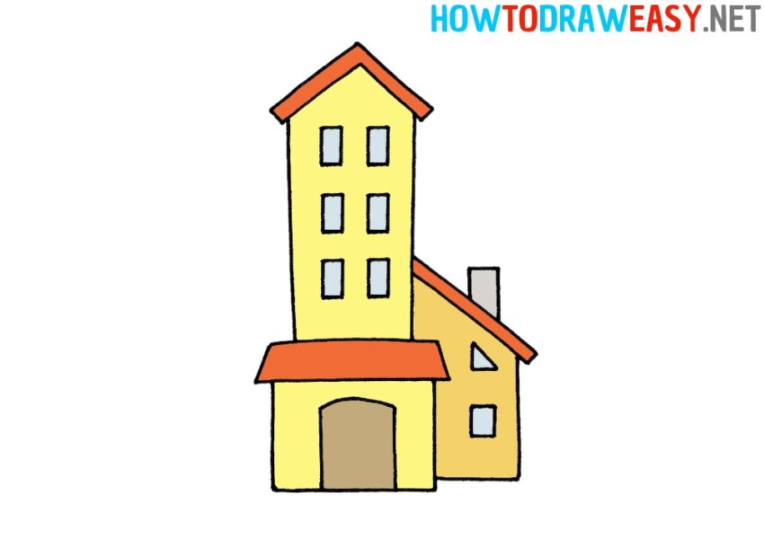 How to Draw an Easy Building for Kids - How to Draw Easy