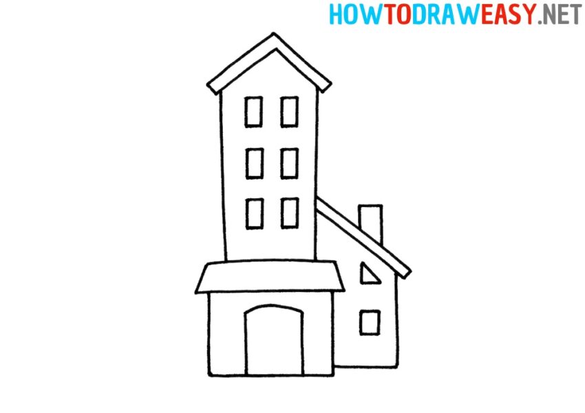 How to Draw an Easy Building for Kids - How to Draw Easy