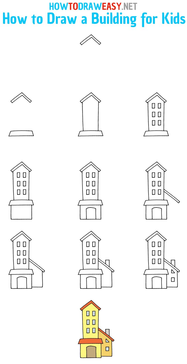 How to Draw an Easy Building for Kids - How to Draw Easy