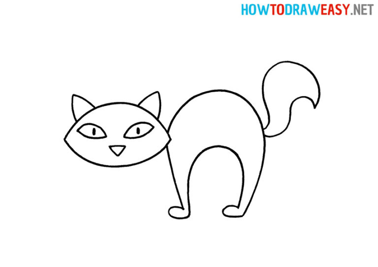 How to Draw a Black Cat for Kids - How to Draw Easy