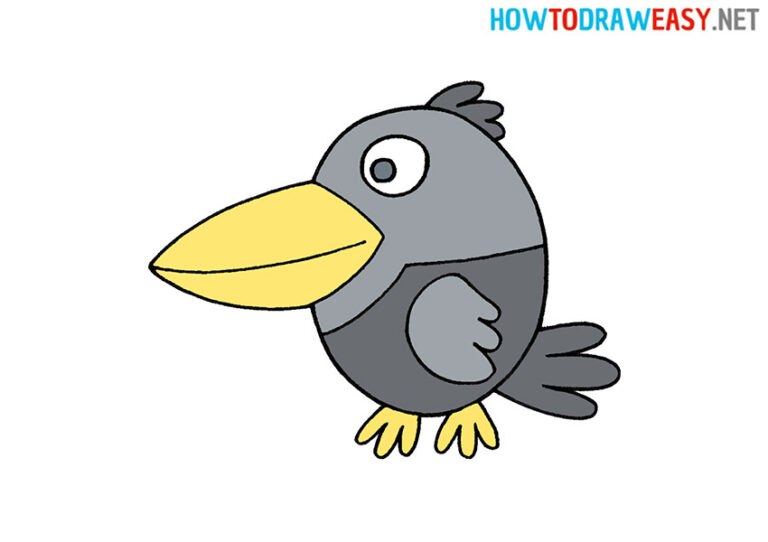 How to Draw a Crow for Kids - How to Draw Easy