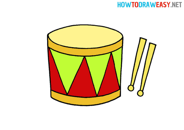 How to Draw a Drum for Kids - How to Draw Easy